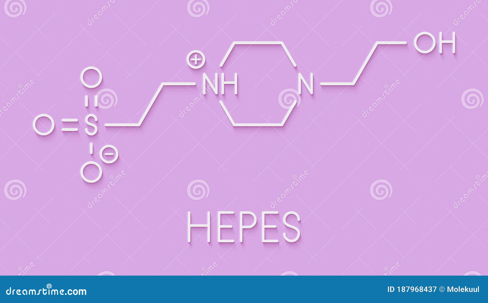 HEPES Buffering Agent Molecule. Skeletal Formula. Stock Illustration ...