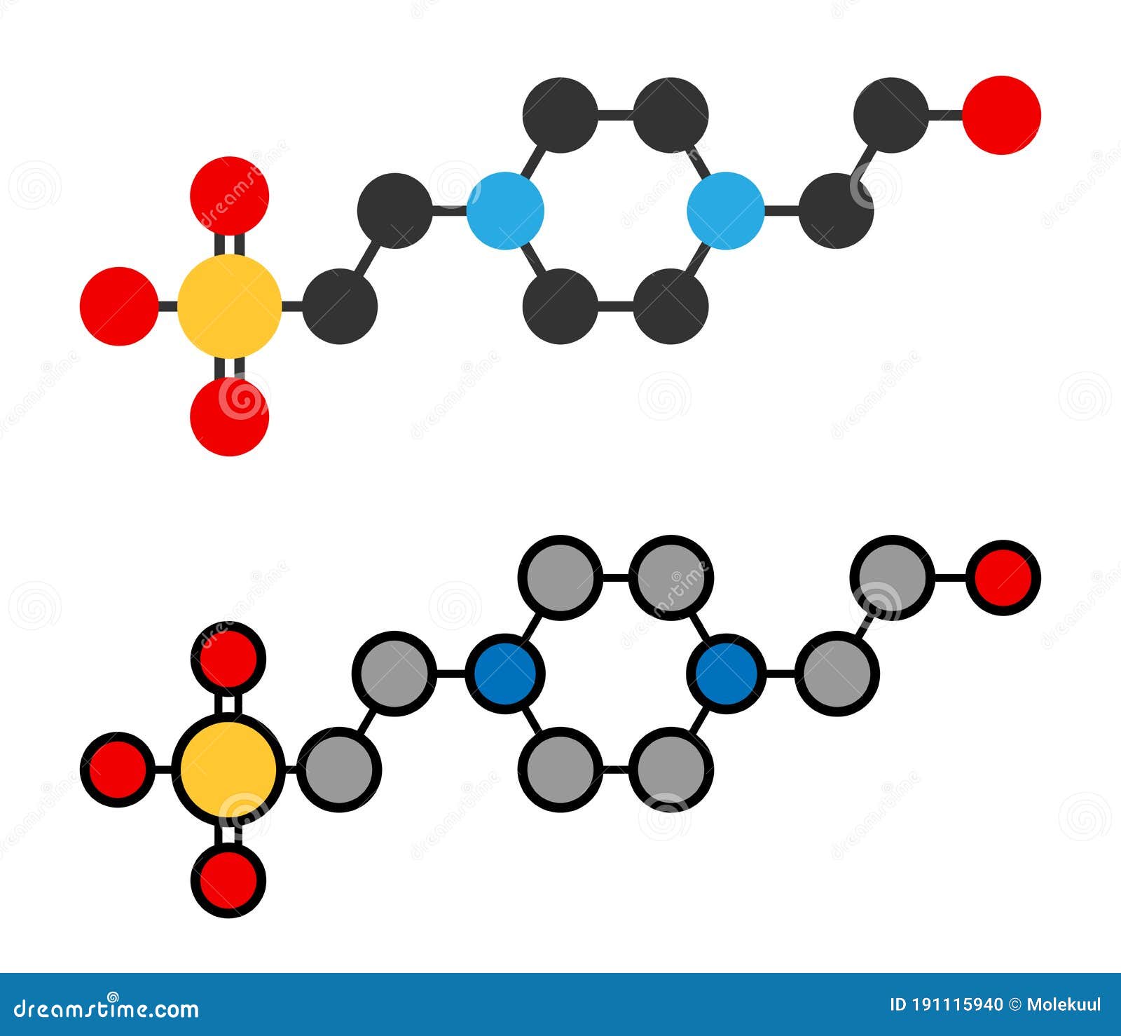 HEPES Buffering Agent Molecule. Skeletal Formula. Cartoon Vector ...