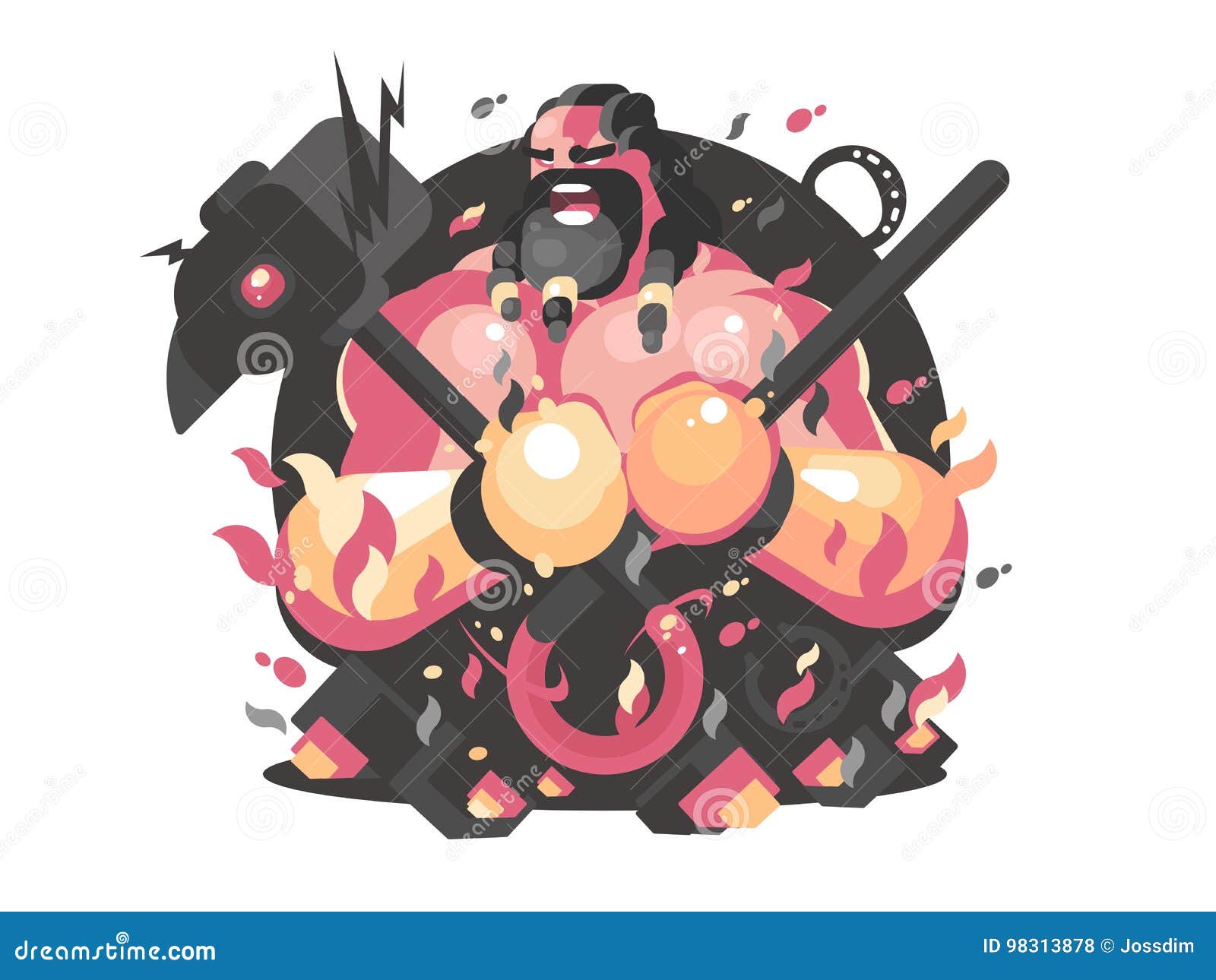 Hephaestus Ancient Greek God. Blacksmith From Greece Mythology Cartoon ...