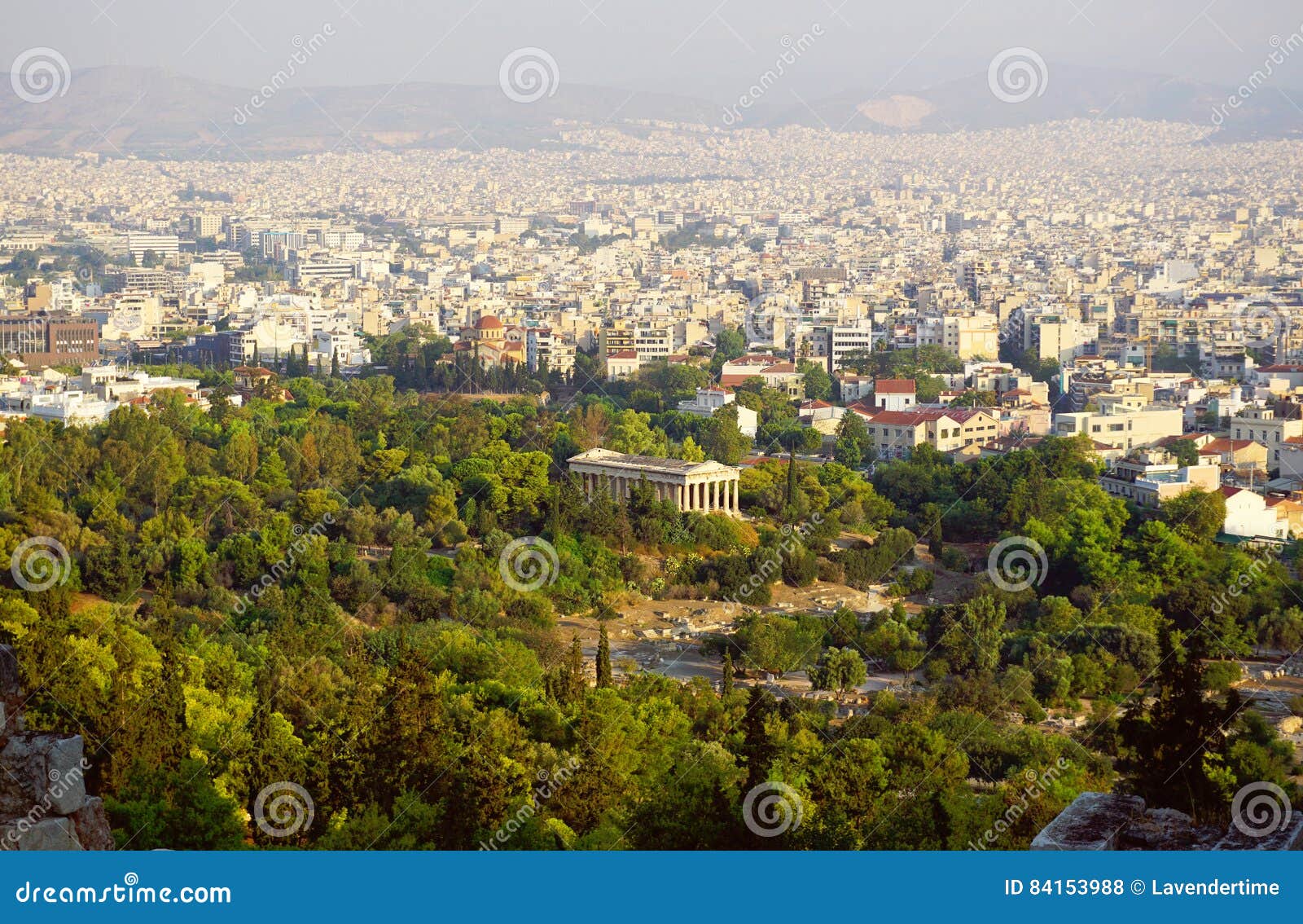 Hephaestus Palace and Athens Skyline View from Acropolis Stock Photo ...