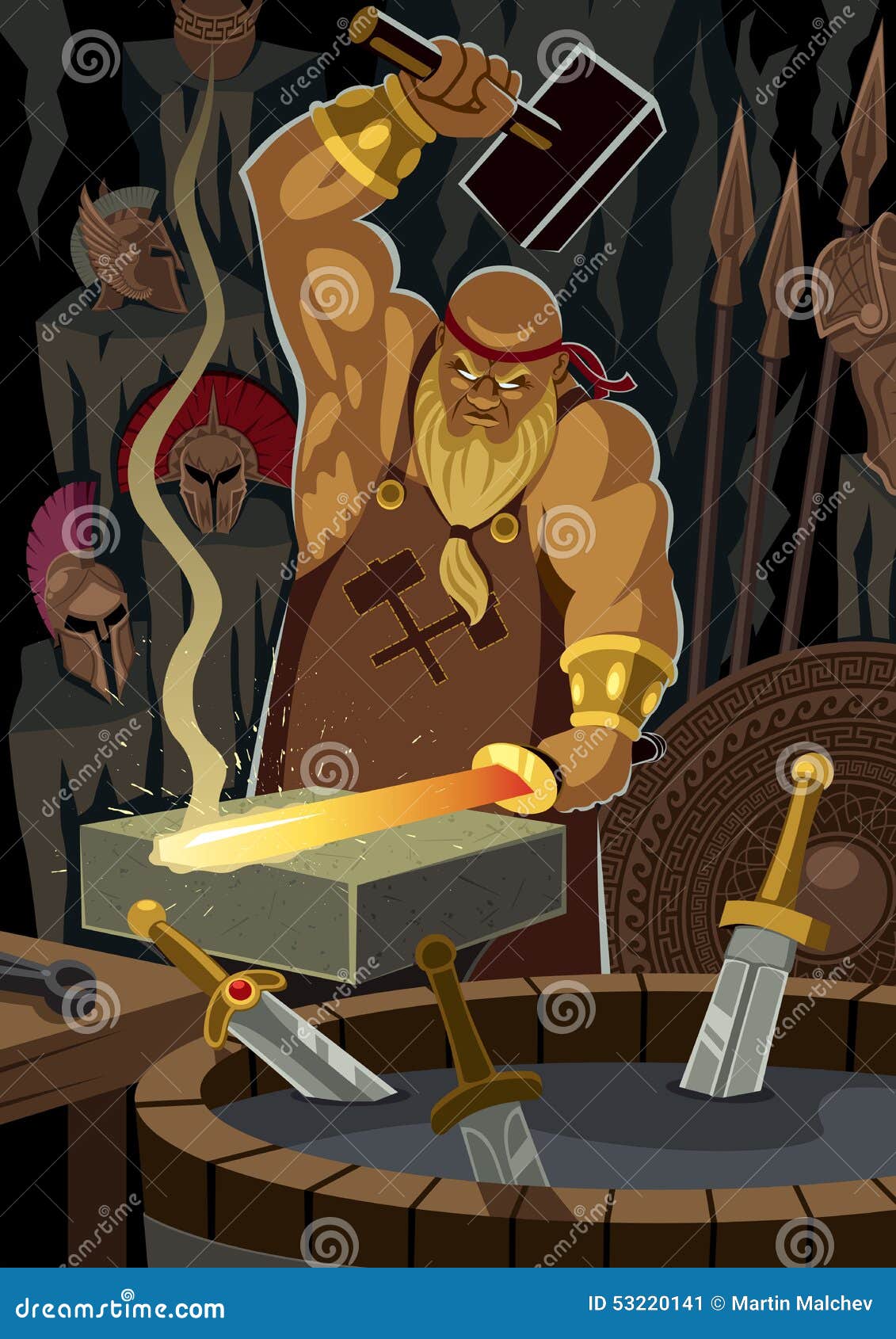 Blacksmith Basic Symbols Emblems Poster Cartoon Vector | CartoonDealer ...