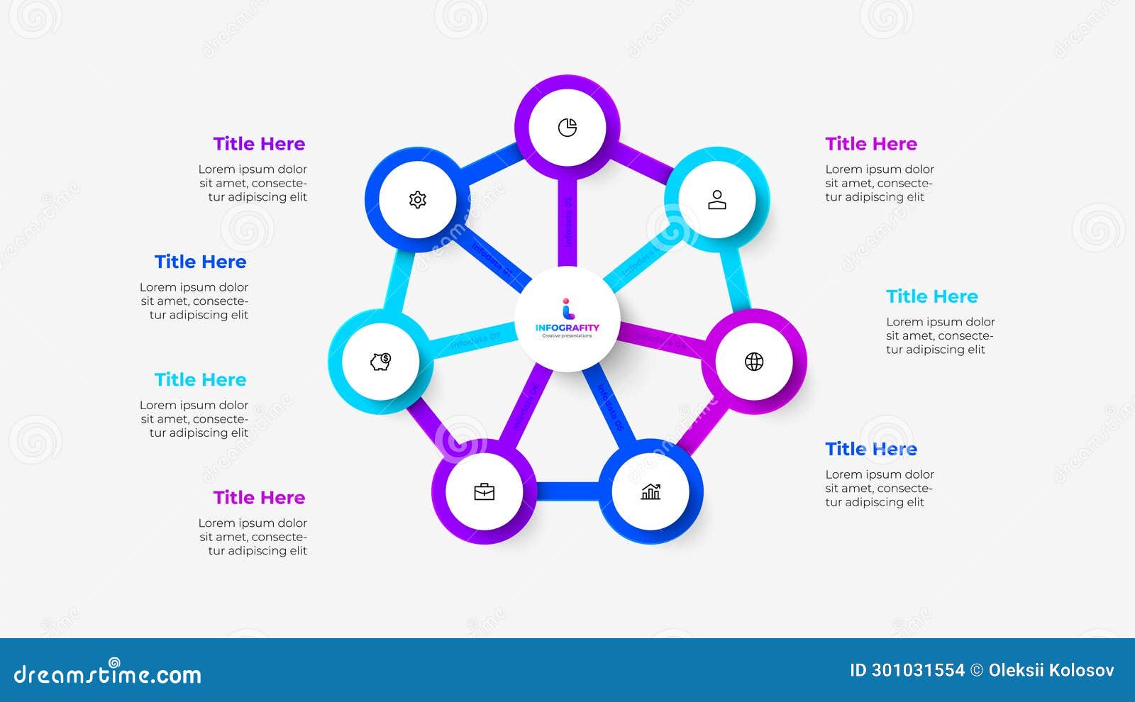 Heptagon Abstract Diagram with Central Circle and 6 Circles Around ...