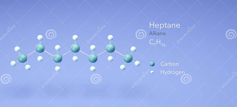 Heptane, Molecular Structures, Alkane, 3d Model, Structural Chemical ...