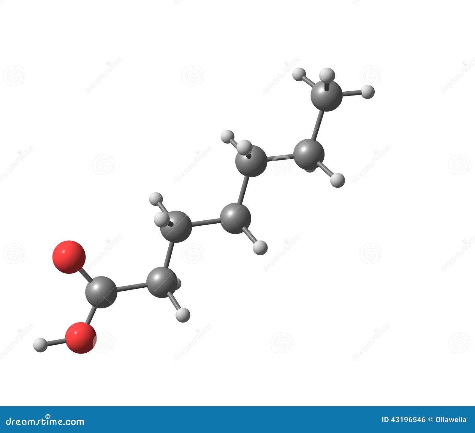 Heptanoic (enanthic) Acid Molecule Isolated on White Stock Illustration ...