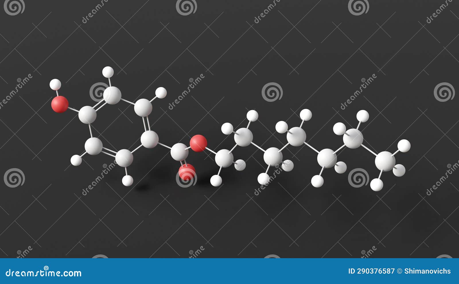 Heptylparaben Molecule, Molecular Structure, Food Additive E209, Ball ...