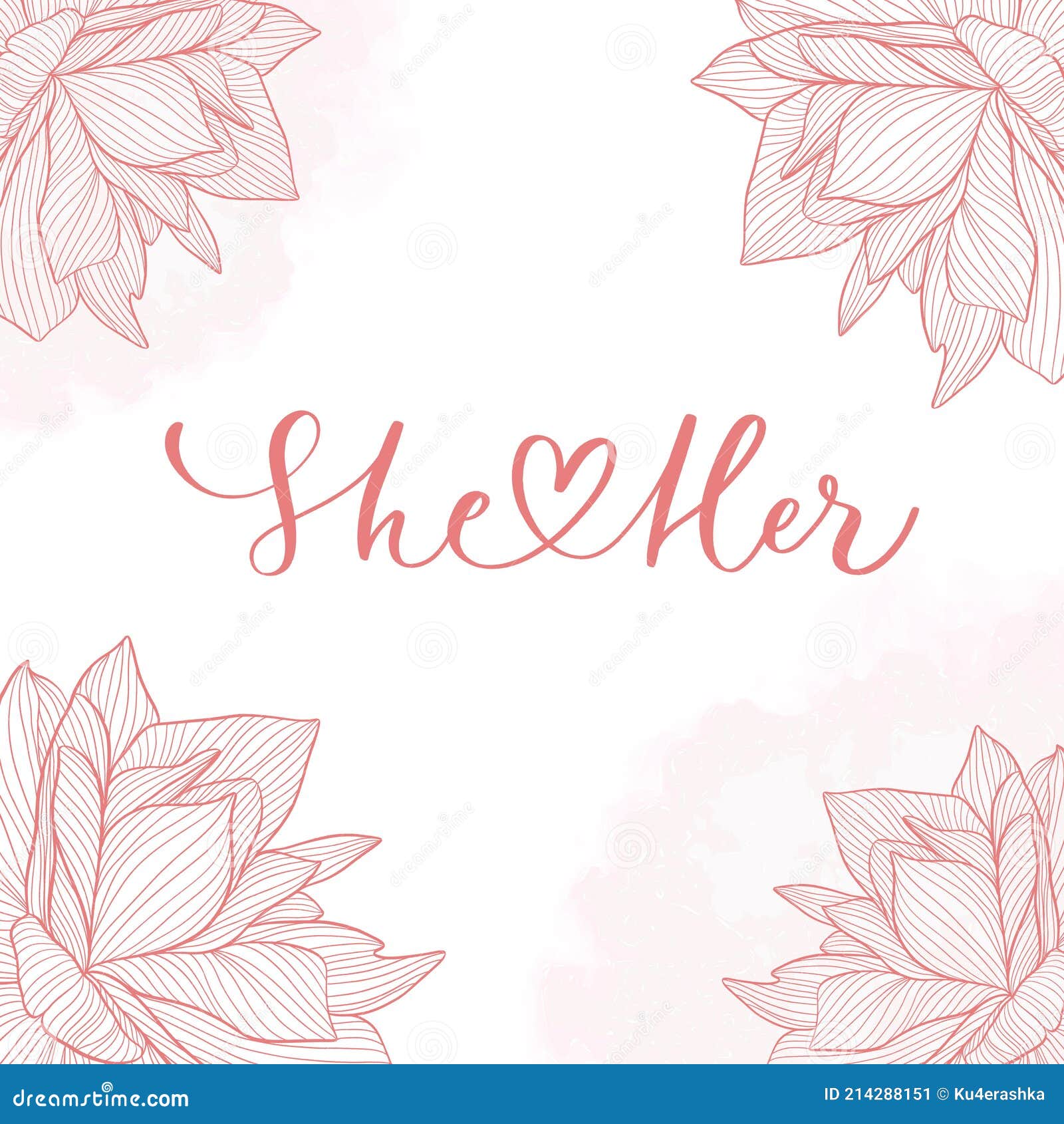 She and Her. Calligraphy Inscription - Wedding Invitation Card Stock ...