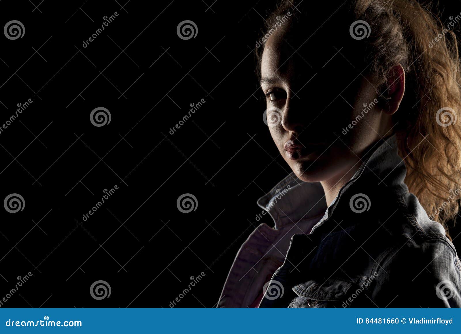 Her face in shadow stock photo. Image of face, young - 84481660