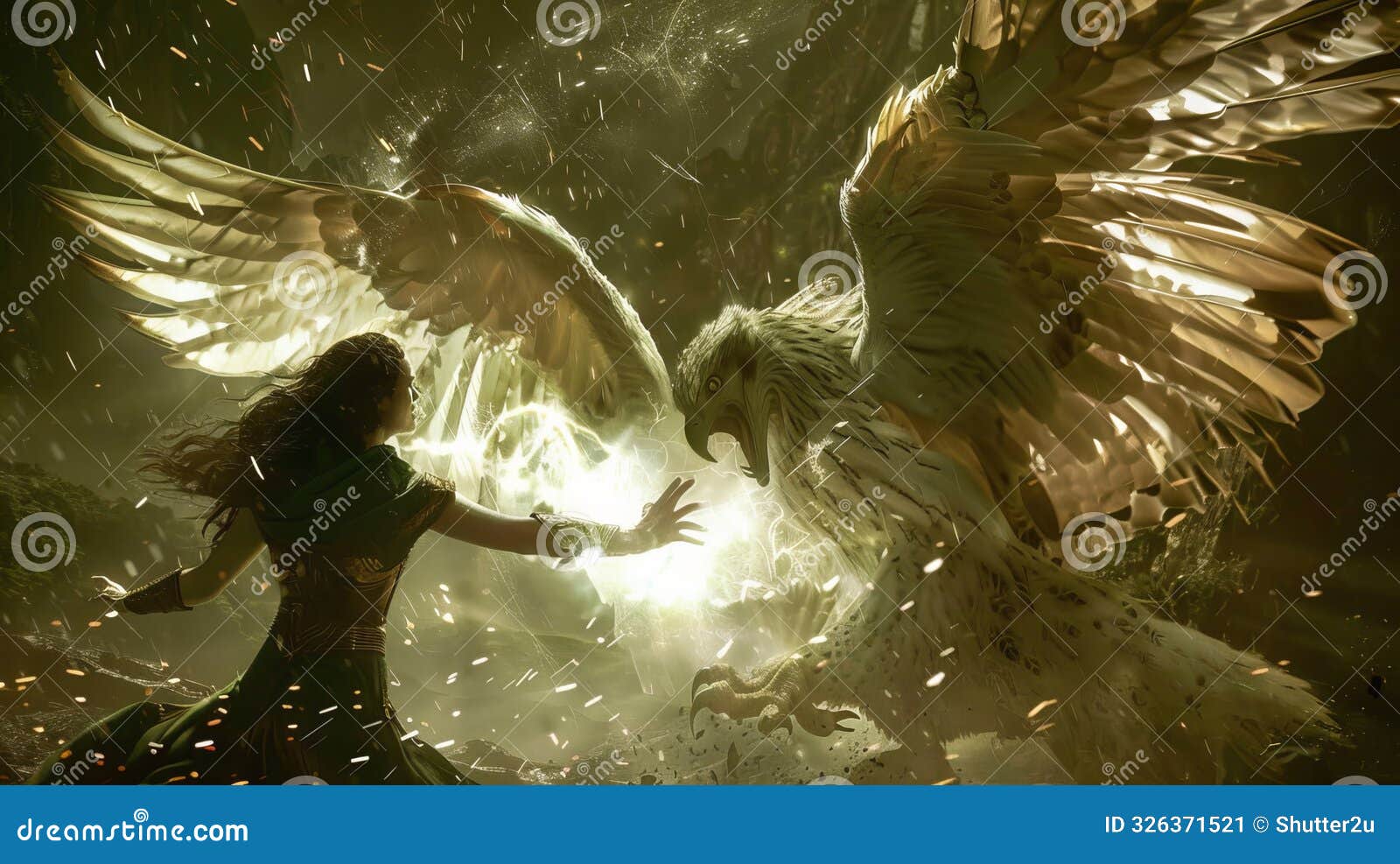 Hera Summoning Her Powers To Tame A Powerful Griffin Royalty-Free Stock ...