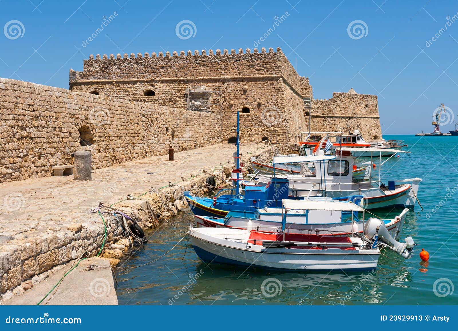 Heraklion Harbour and Castle. Crete, Greece Stock Image - Image of ...