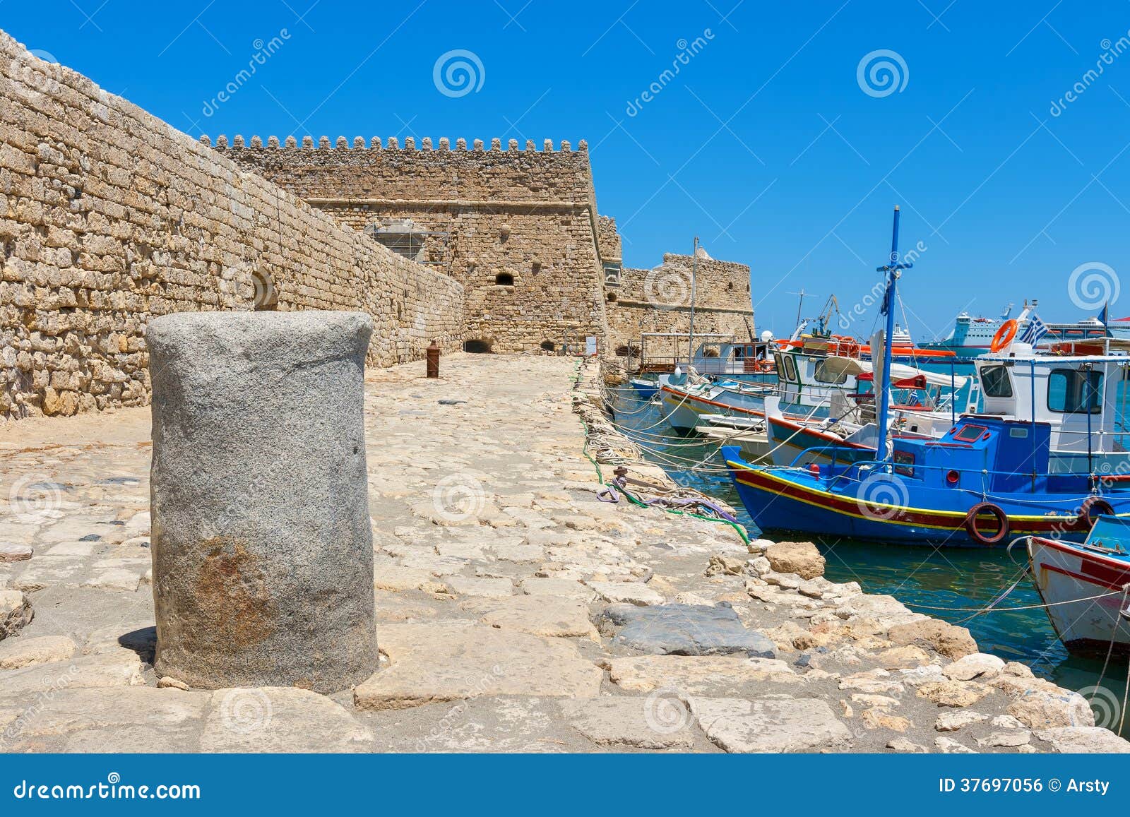 Heraklion Harbour and Castle. Crete, Greece Stock Photo - Image of ...