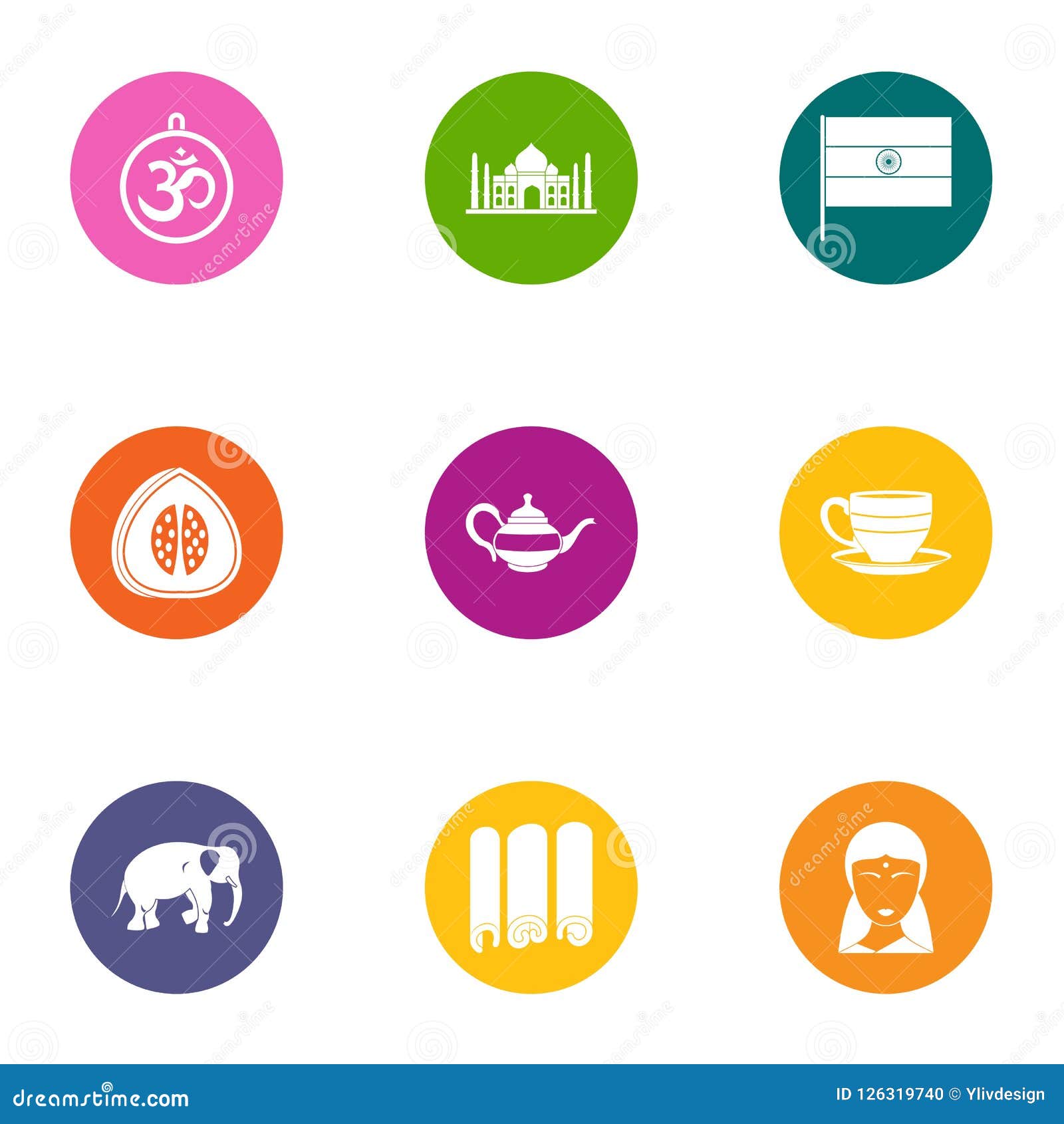 Herald Icons Set, Flat Style Stock Vector - Illustration of mountain ...