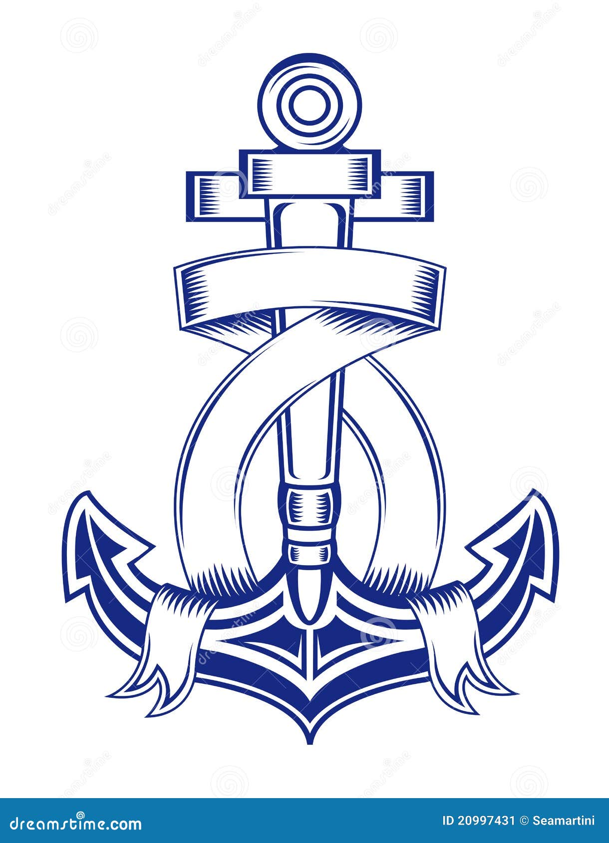 Heraldic Anchor With Ribbons Stock Image - Image: 20997431
