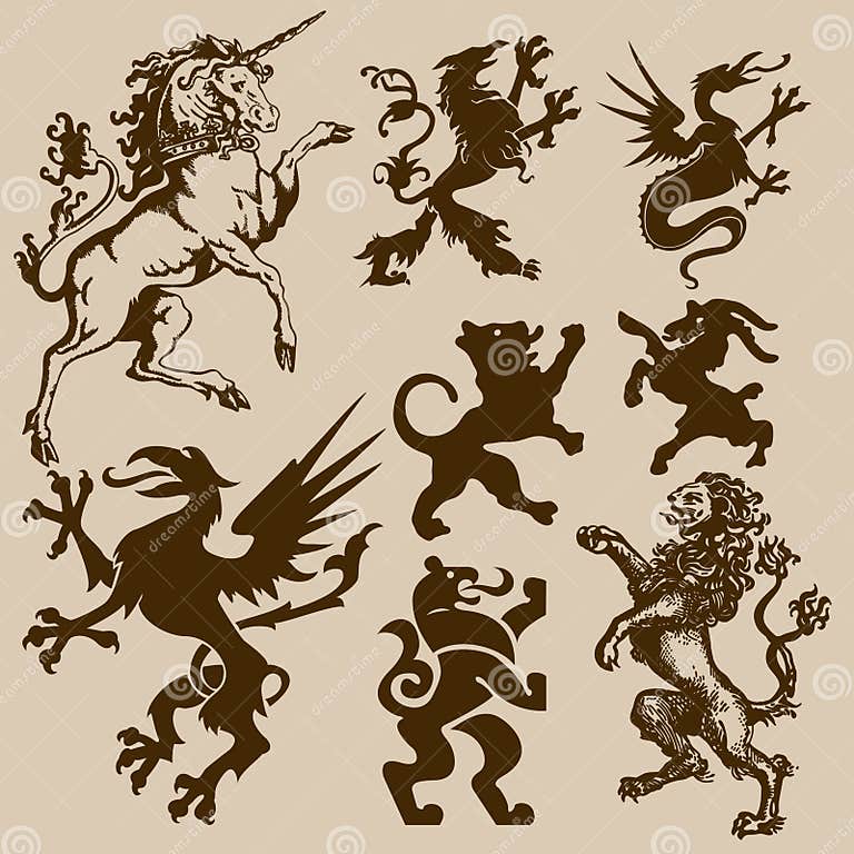 Heraldic animals stock illustration. Illustration of horse - 18187839