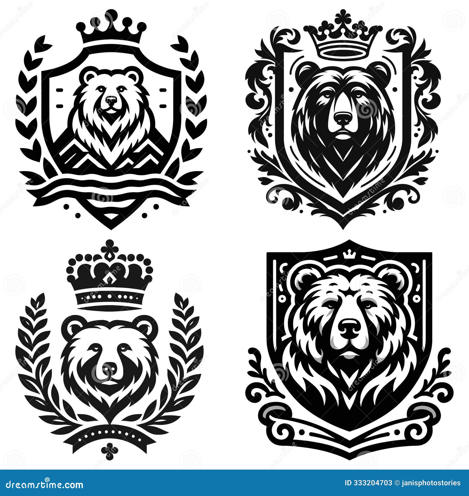 Set Of Bear Emblems, Icons, Labels Royalty-Free Cartoon | CartoonDealer ...