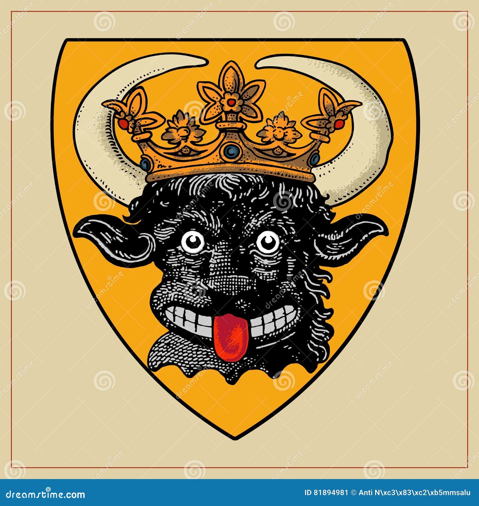 Heraldic beast on shield stock vector. Illustration of symbol - 81894981