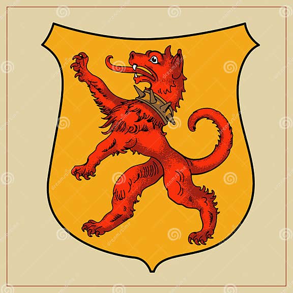 Heraldic beast on shield stock vector. Illustration of nobility - 81894996