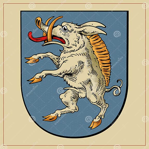 Heraldic beast on shield stock vector. Illustration of family - 81894904