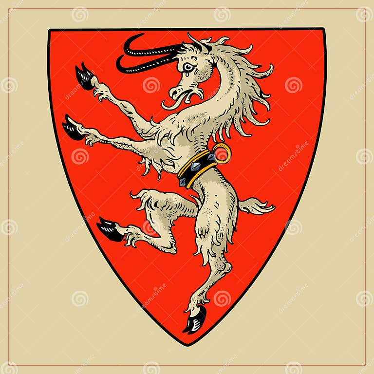 Heraldic beast on shield stock vector. Illustration of etching - 81894929