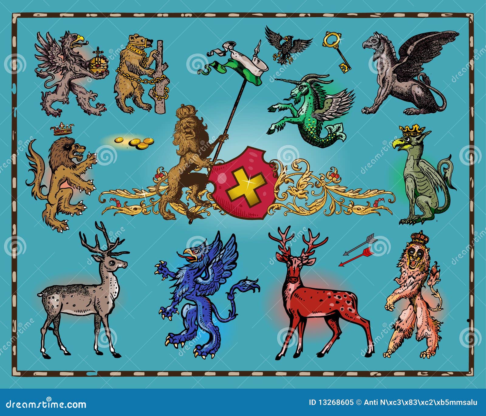 Heraldic Beasts Figures Vector Illustration | CartoonDealer.com #62601046