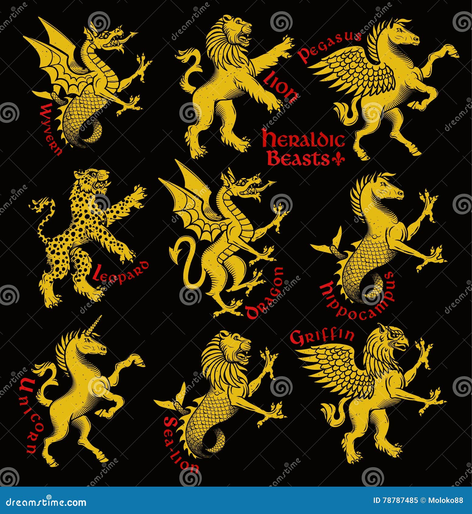 Heraldic Beasts. Vector Illustration. Stock Vector - Illustration of ...