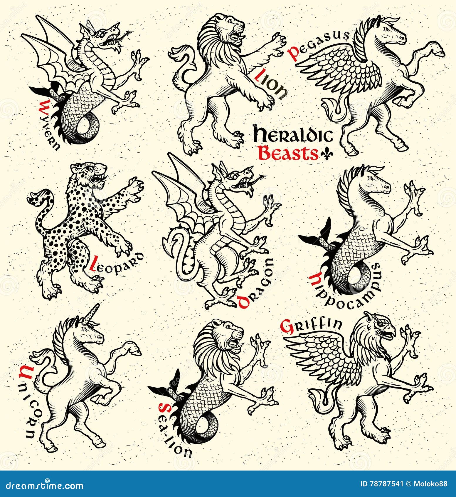 Heraldic Beasts Figures Vector Illustration | CartoonDealer.com #62601046