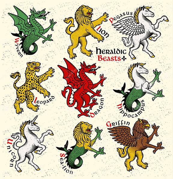 Heraldic Beasts. Vector Illustration. Stock Vector - Illustration of ...