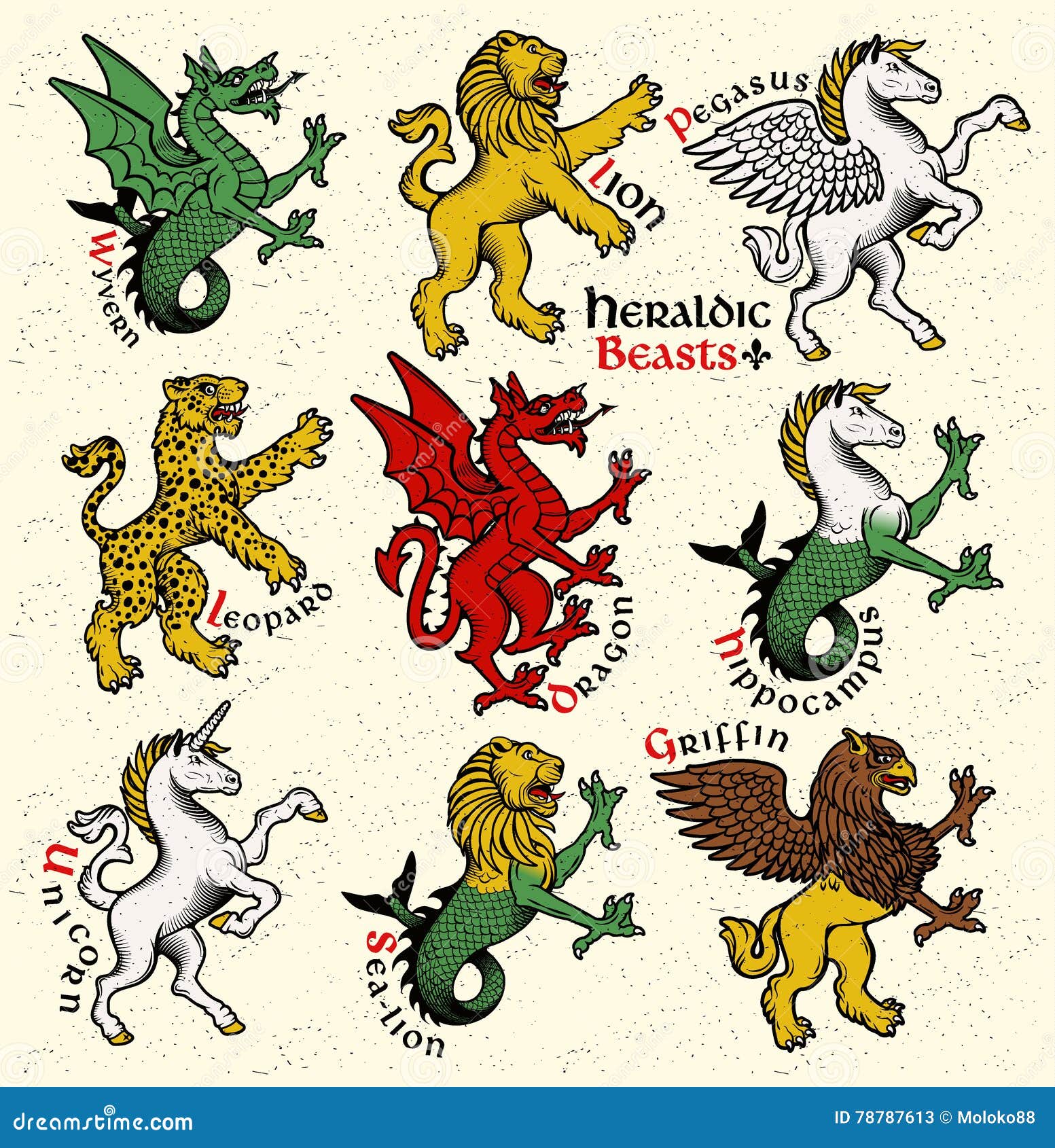 Heraldic Beasts. Vector Illustration. Stock Vector - Illustration of ...