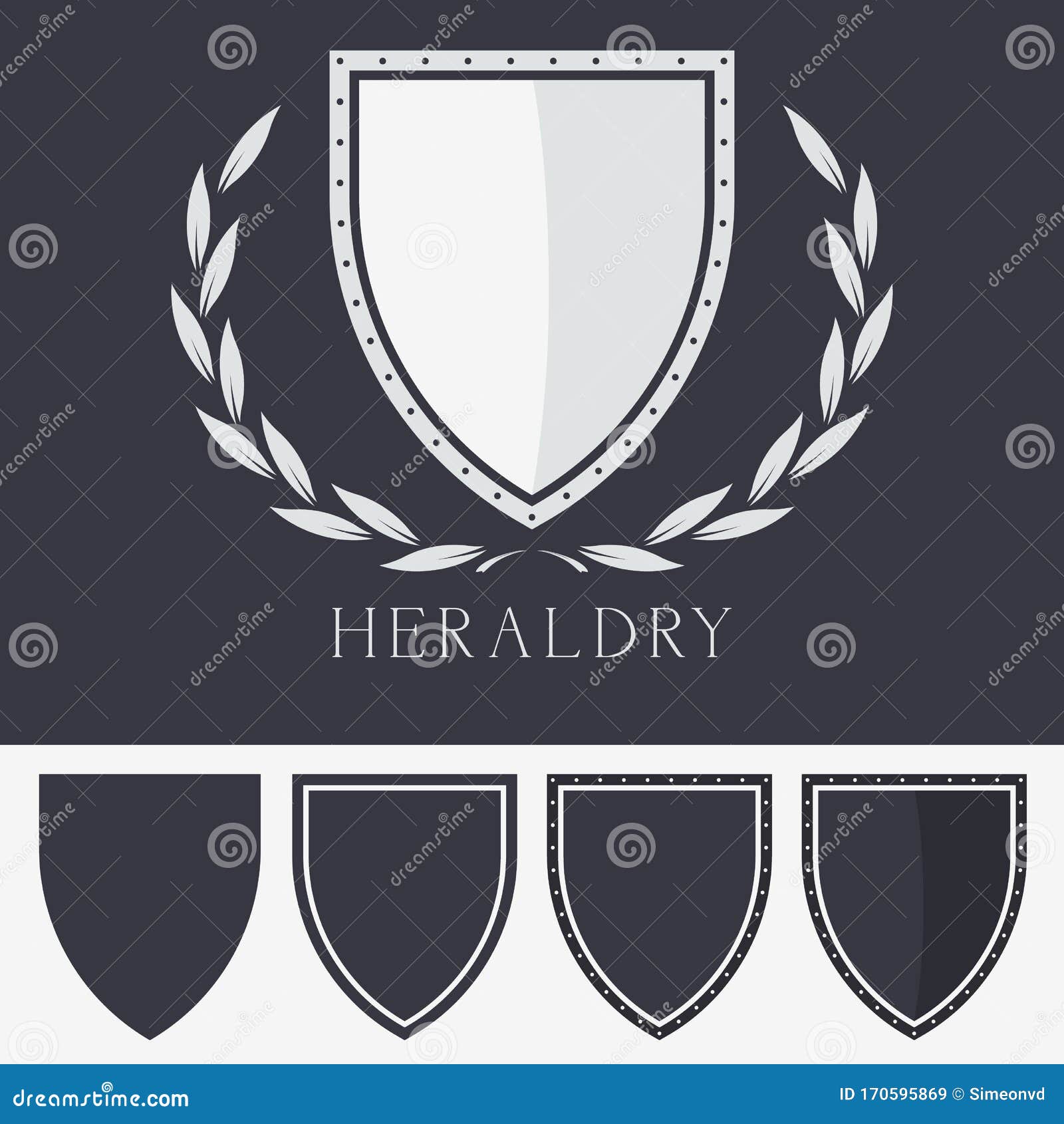 Heraldic Blank Shield with Wreath Sign Vector Illustration. Symbol and ...