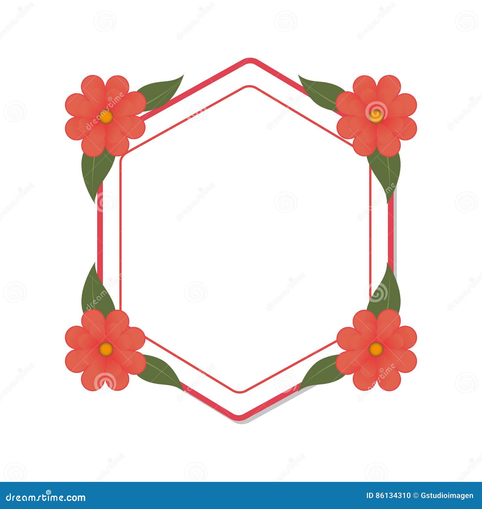 Heraldic Border with Flowers and Leaves Stock Vector - Illustration of ...
