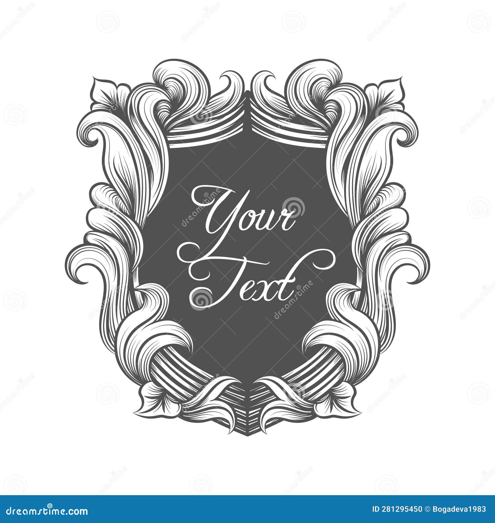 Heraldic Coat of Arms Medieval Shield with Filigree Stock Illustration ...