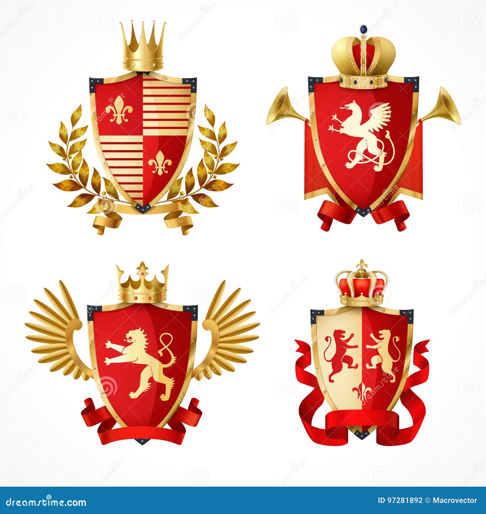 Heraldic Coat of Arms Set stock vector. Illustration of badge - 97281892