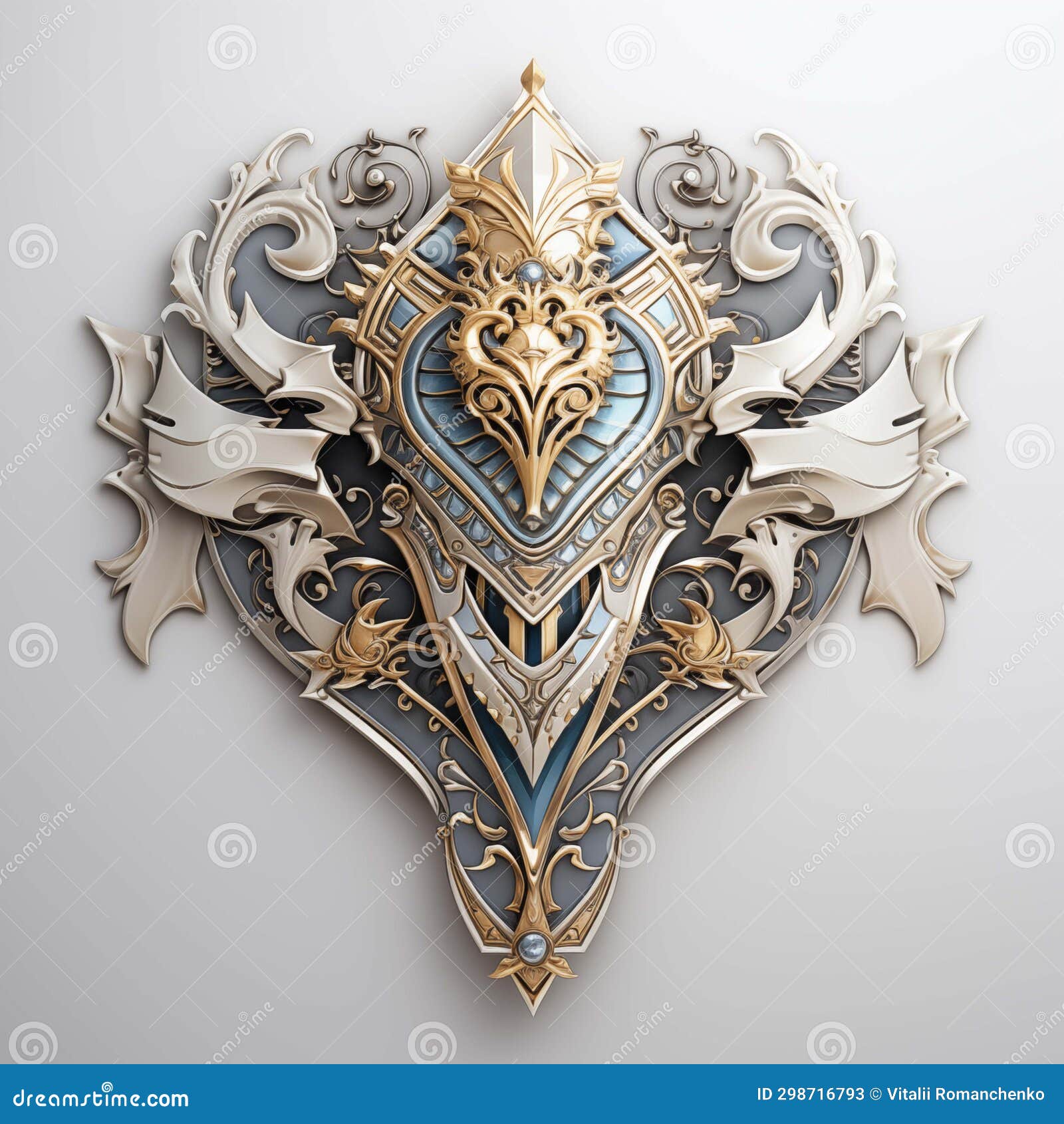 Elegant Heraldic Vignette in Gothic Style. Luxurious Foliage Patterns ...