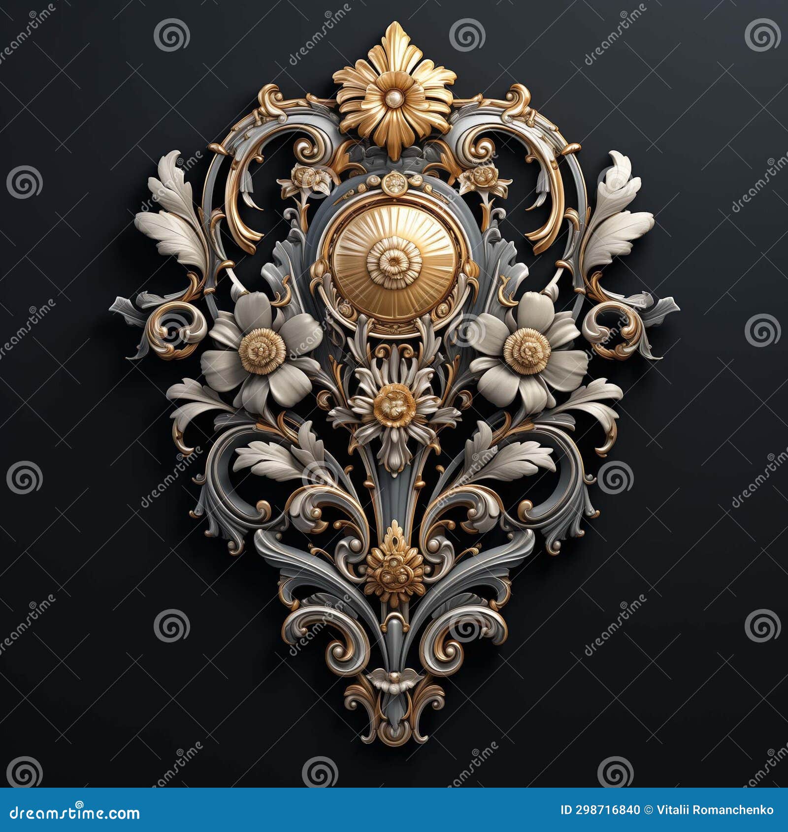 Elegant Heraldic Vignette in Gothic Style. Luxurious Foliage Patterns ...