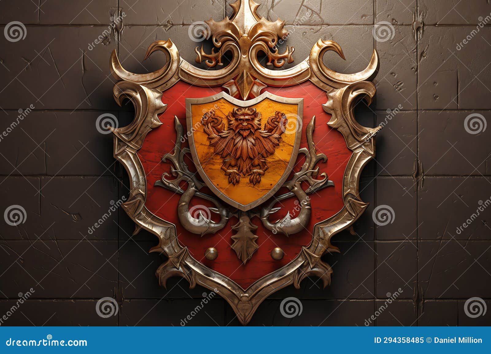 Heraldic Crest Medieval Fantasy Photo Stock Illustration - Illustration ...