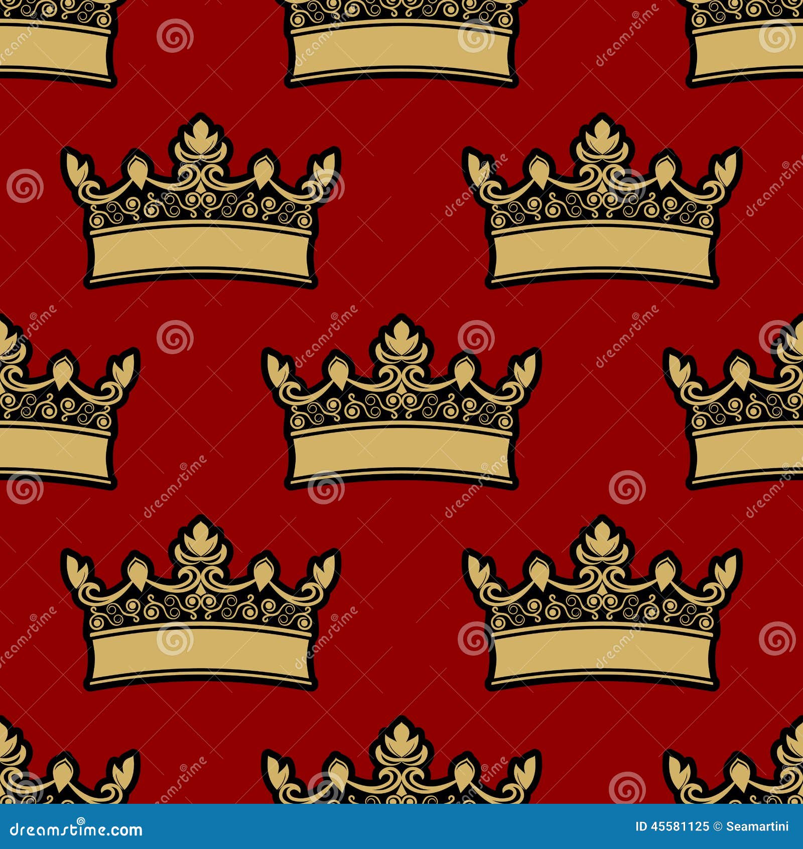 Heraldic Crown Seamless Pattern Stock Vector - Illustration of ...