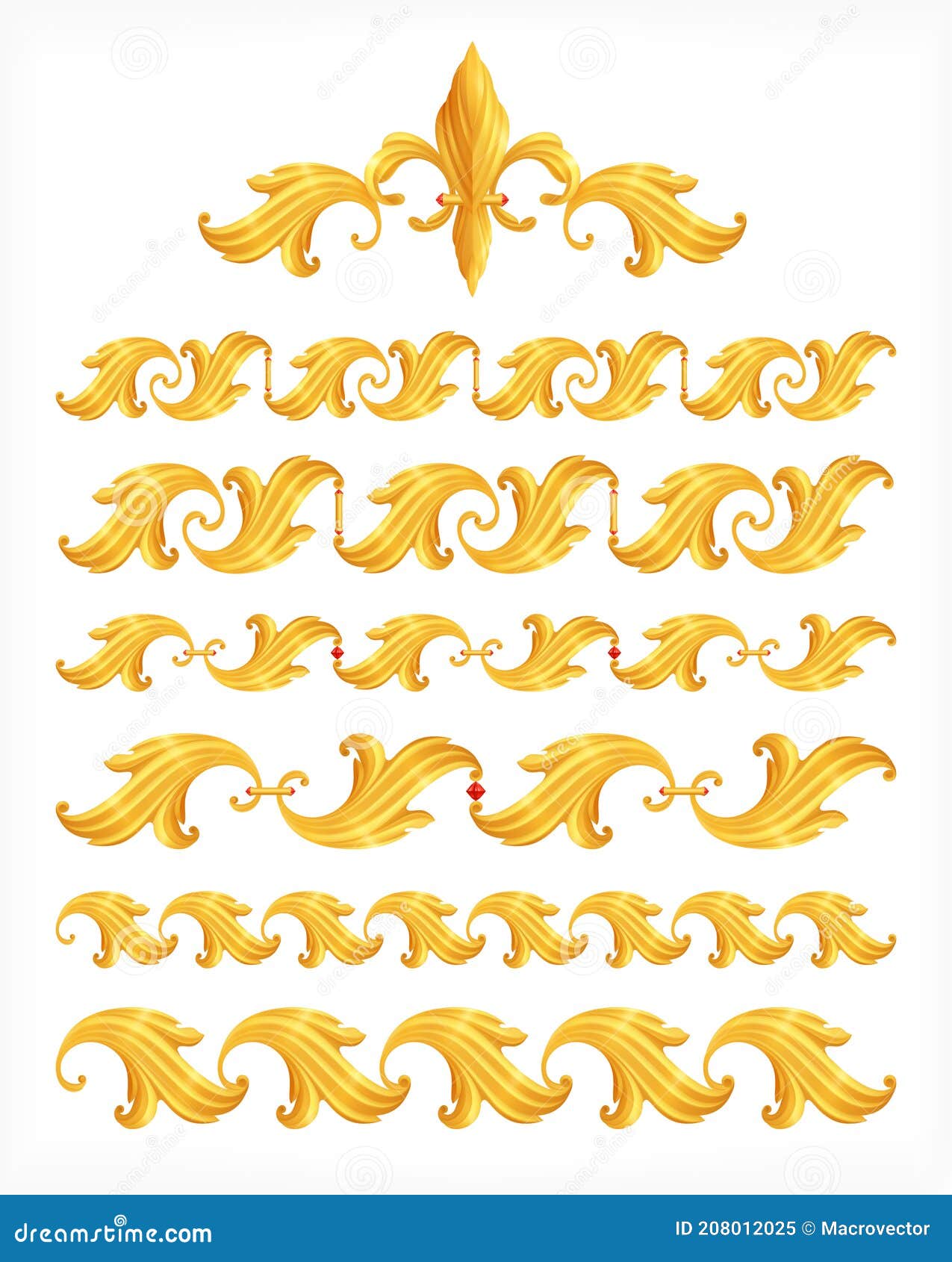 Heraldic Decorative Seamless Borders Stock Illustration - Illustration ...