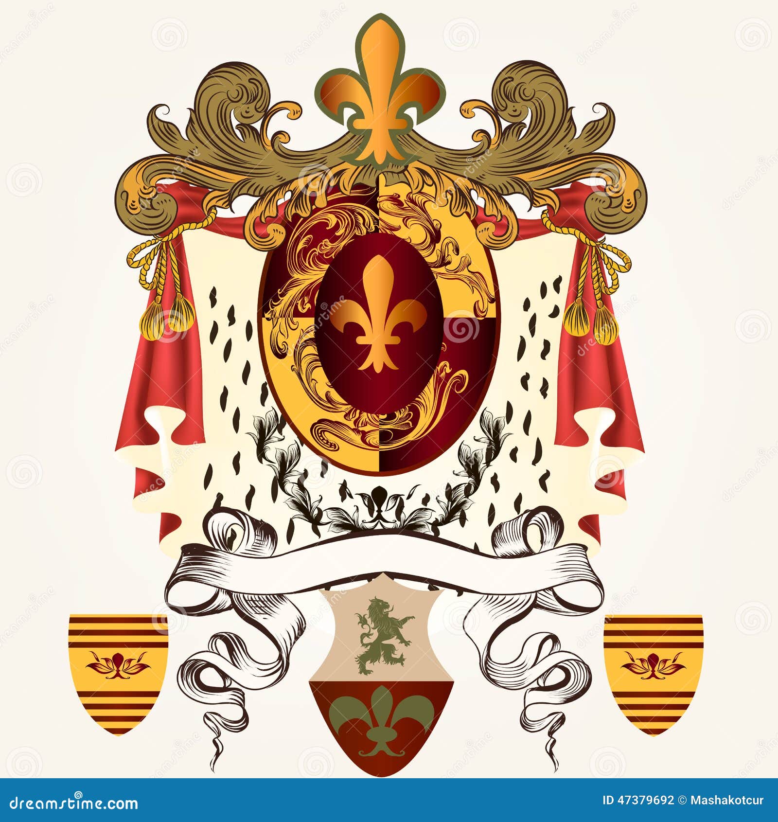 Heraldic Design with Coat of Arms and Banner Stock Vector ...
