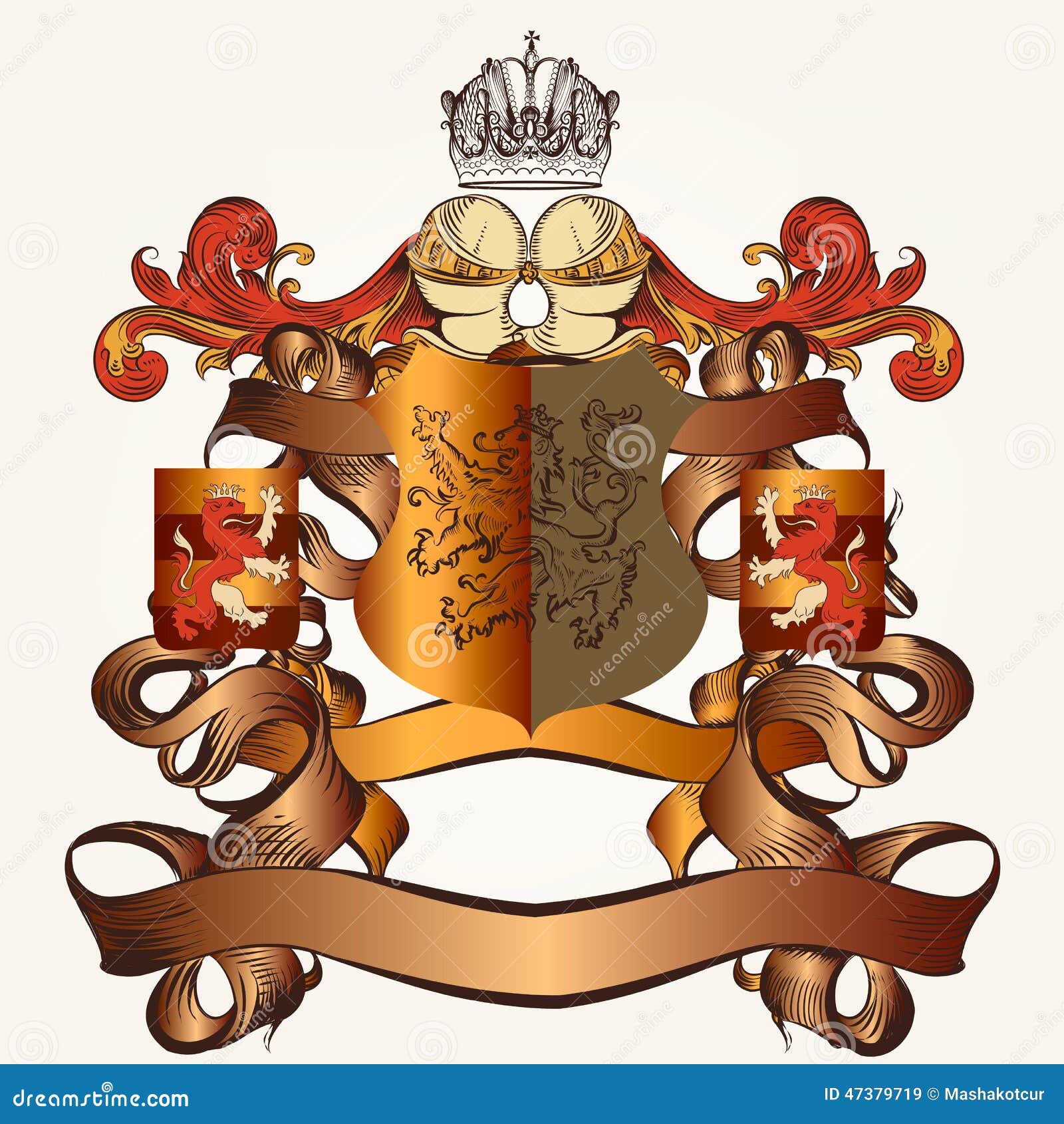 Heraldic Design with Coat of Arms Stock Vector - Illustration of flower ...