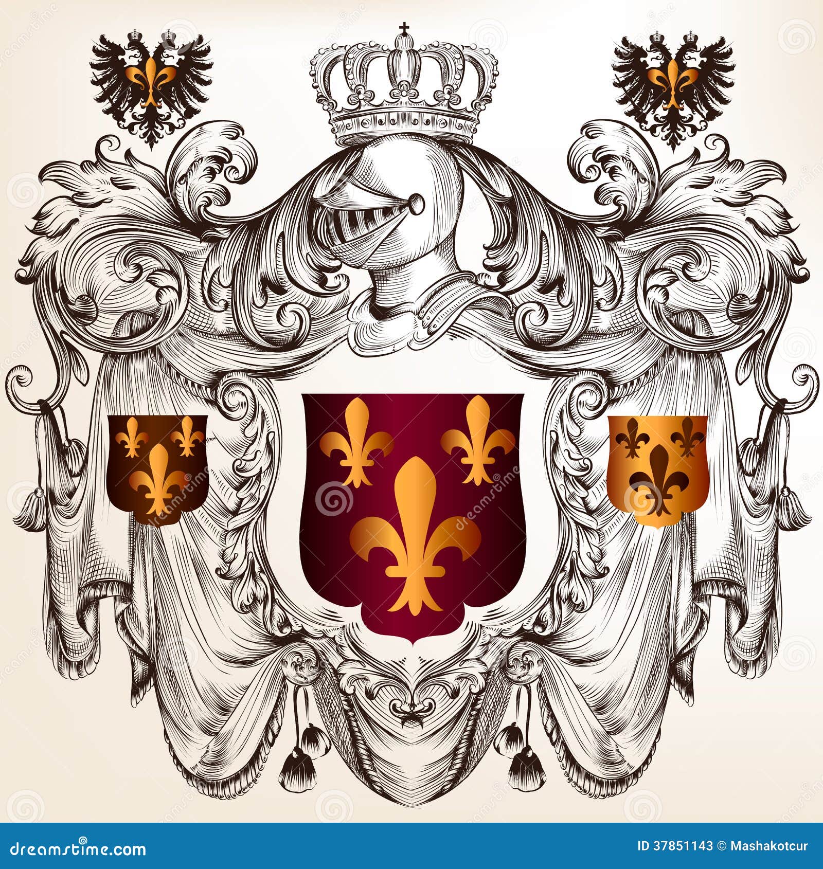 Heraldic Design with Coat of Arms in Vintage Style Stock Vector ...