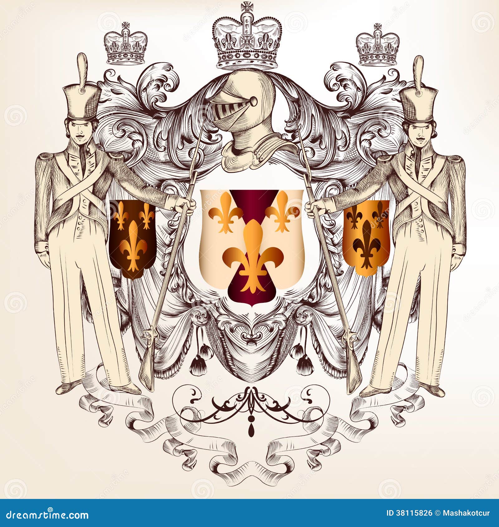 Heraldic Design with Coat of Arms in Vintage Style Stock Vector ...