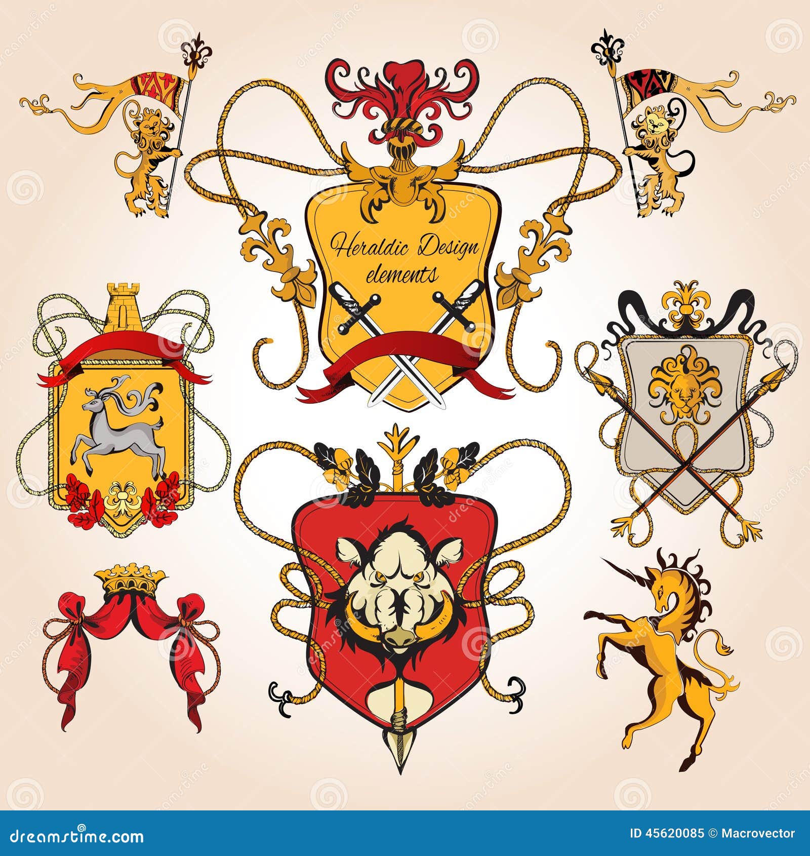 Heraldic design colored stock vector. Illustration of crest - 45620085