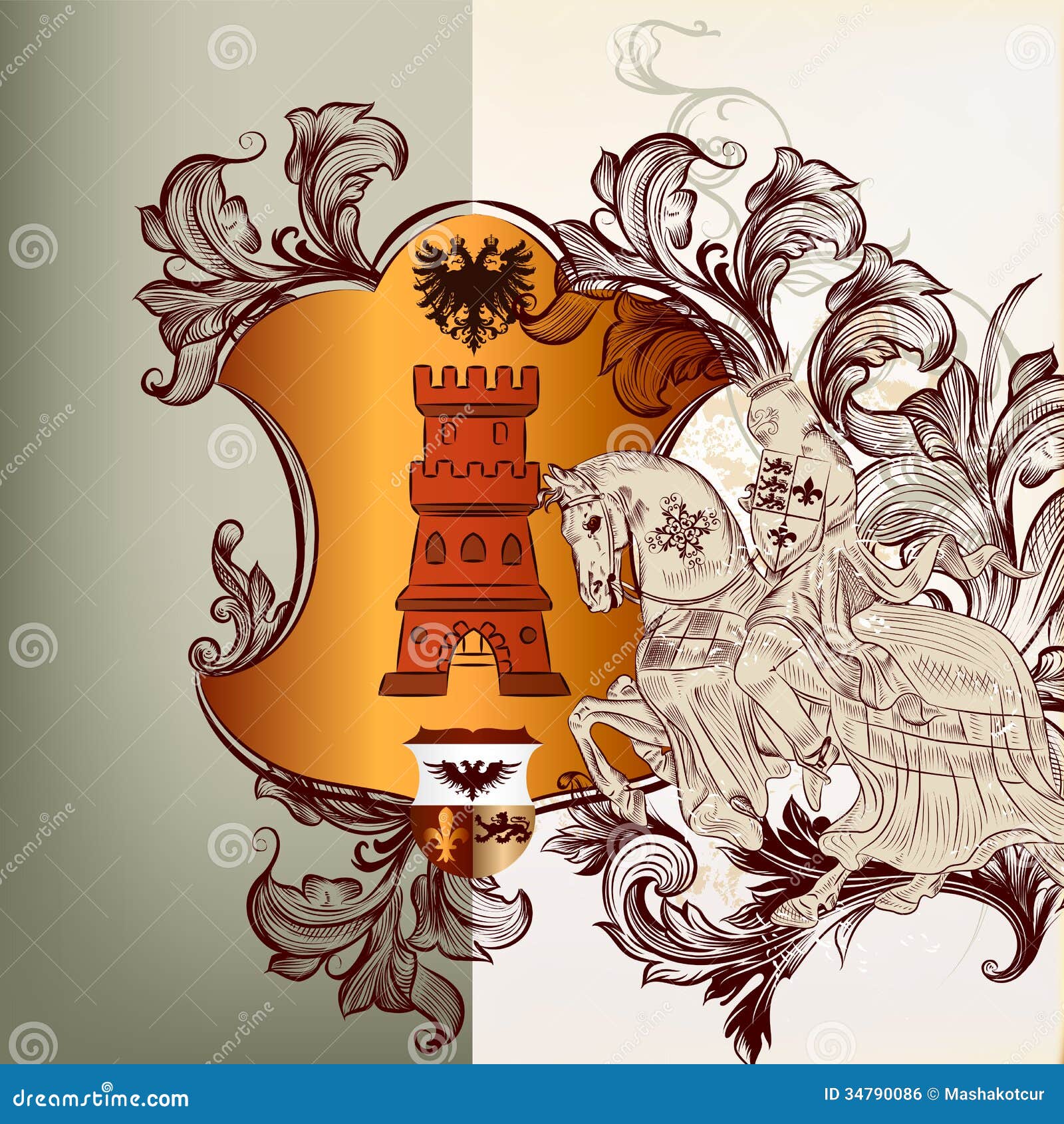 Heraldic Design Element in Vintage Style Stock Vector - Illustration of ...