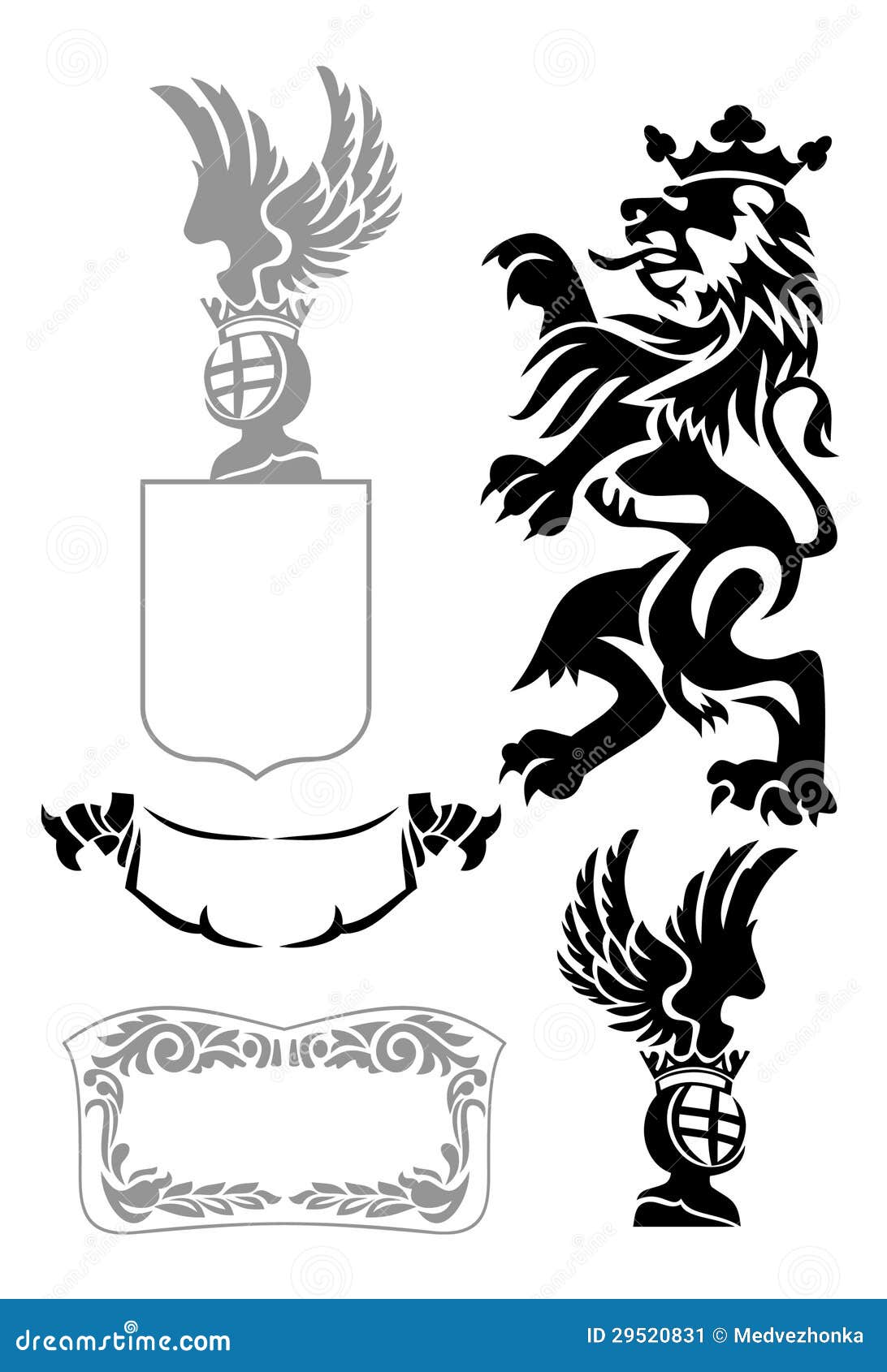 Heraldic design elements stock illustration. Illustration of ancient ...