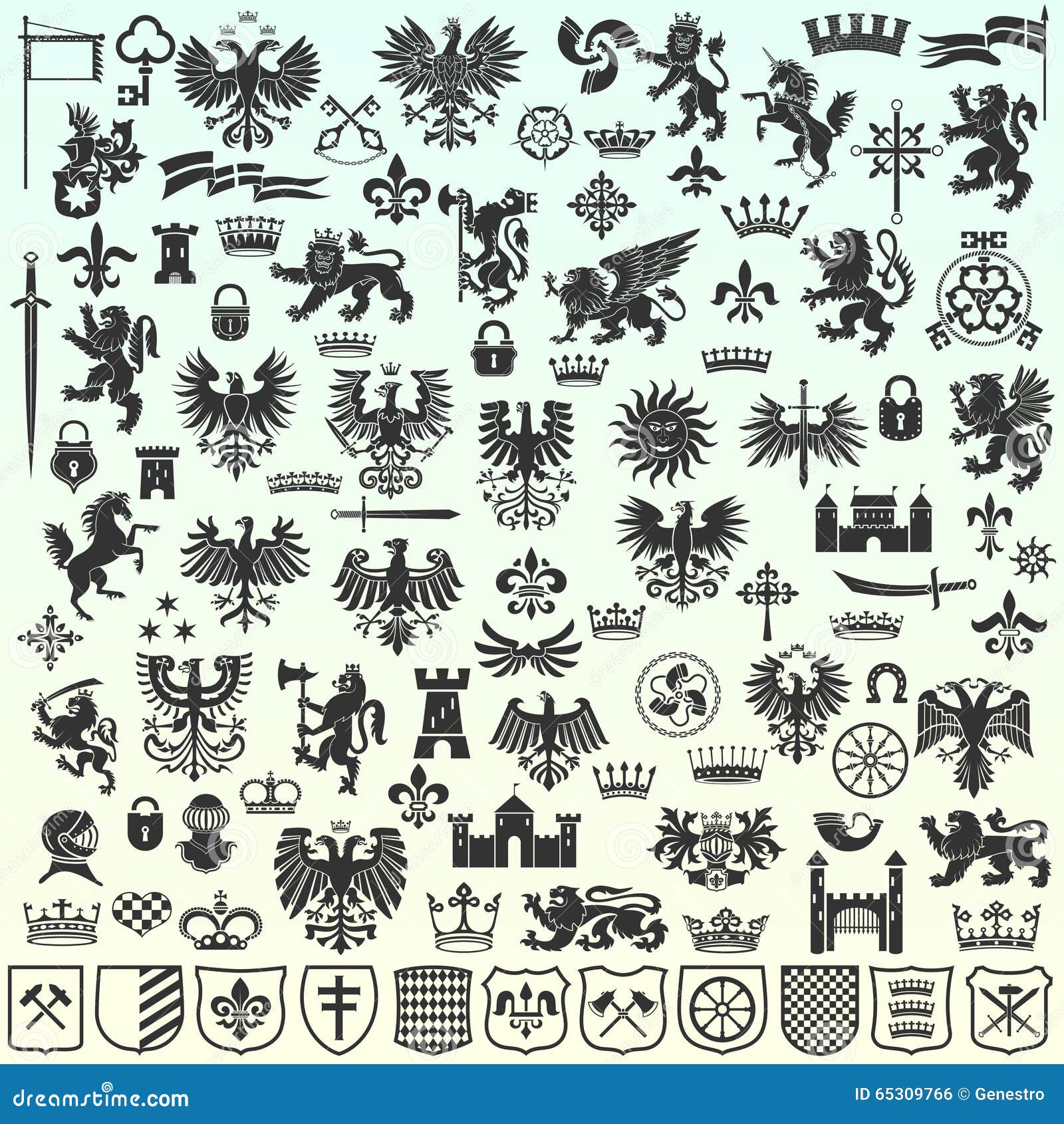 Heraldic Elements-shell, Flower And Tape. Gerb Design Ribbon, Classic ...