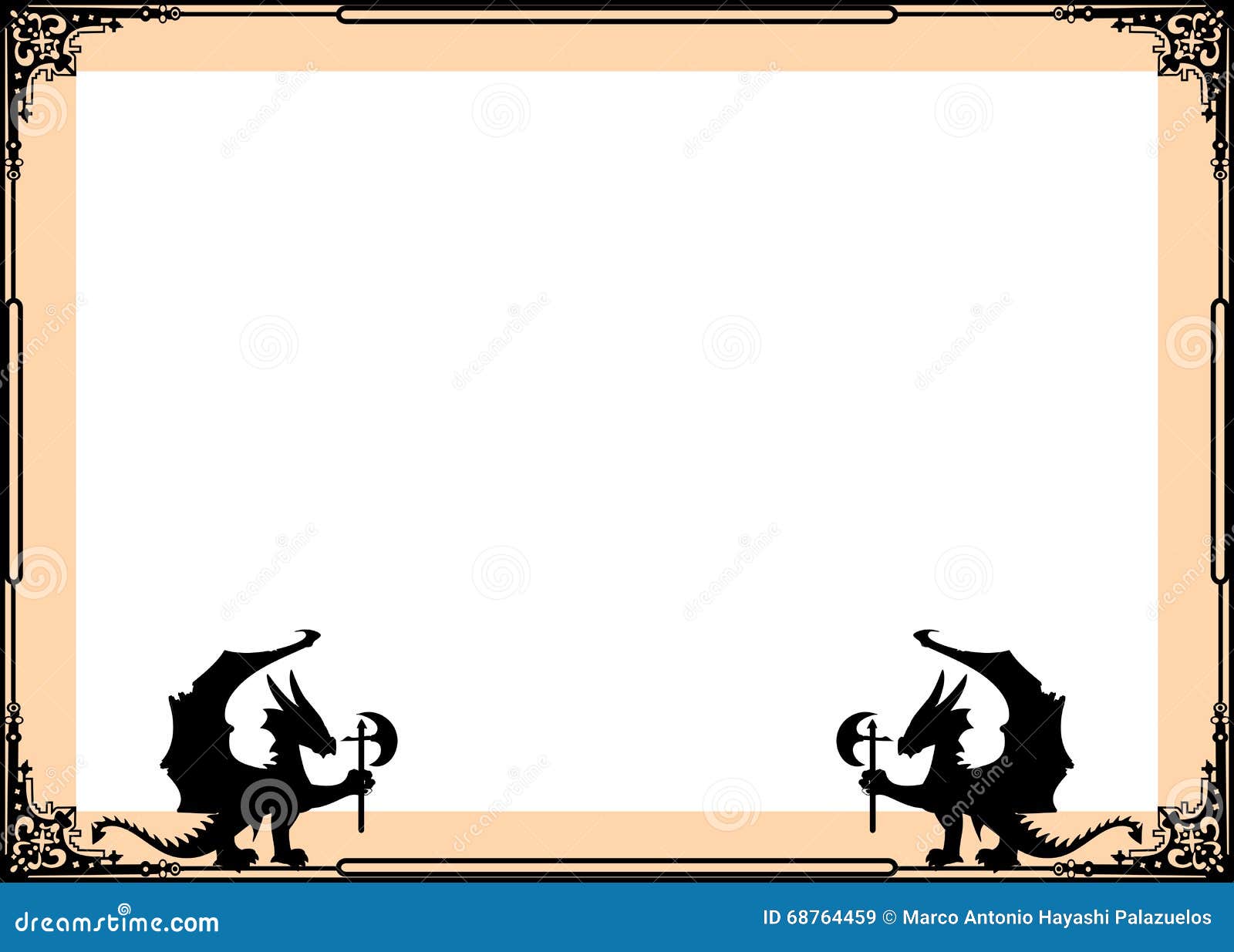 Heraldic Dragon Corner Background Stock Vector - Illustration of border ...