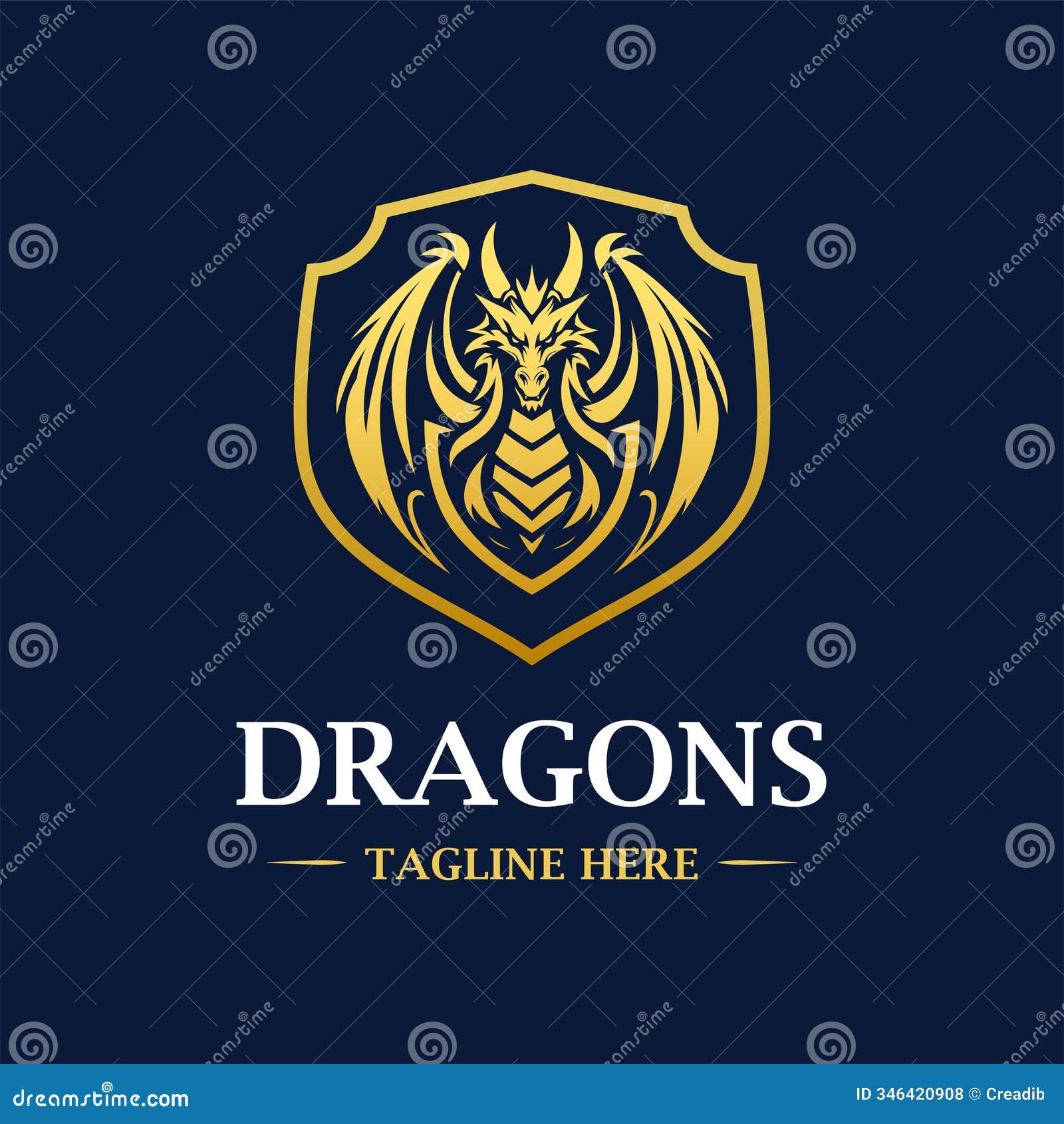 Heraldic Dragon Shield Design Logo Template Stock Vector - Illustration ...