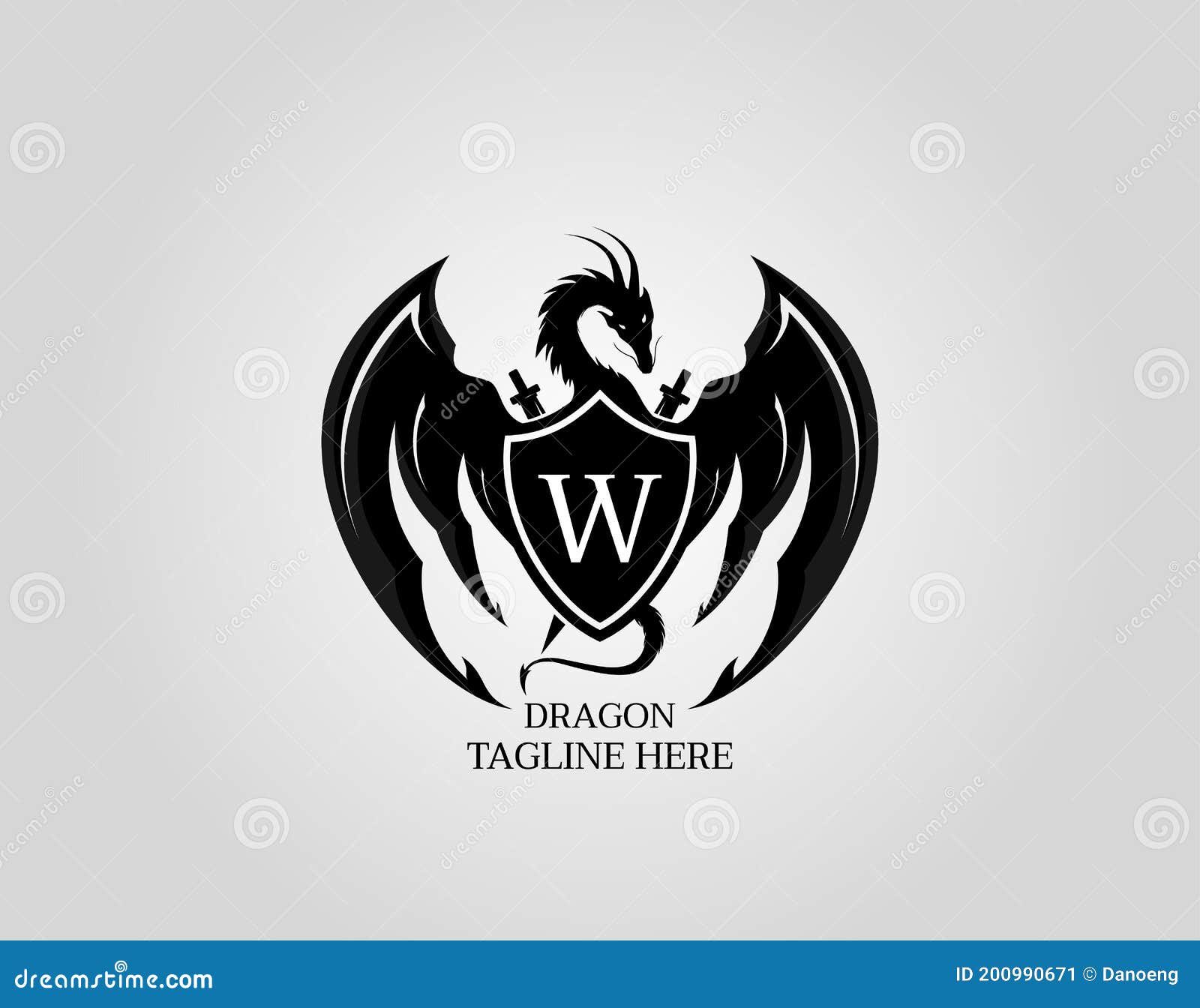 Heraldic Dragon Shield with W Letter Design Logo Template Stock Vector ...