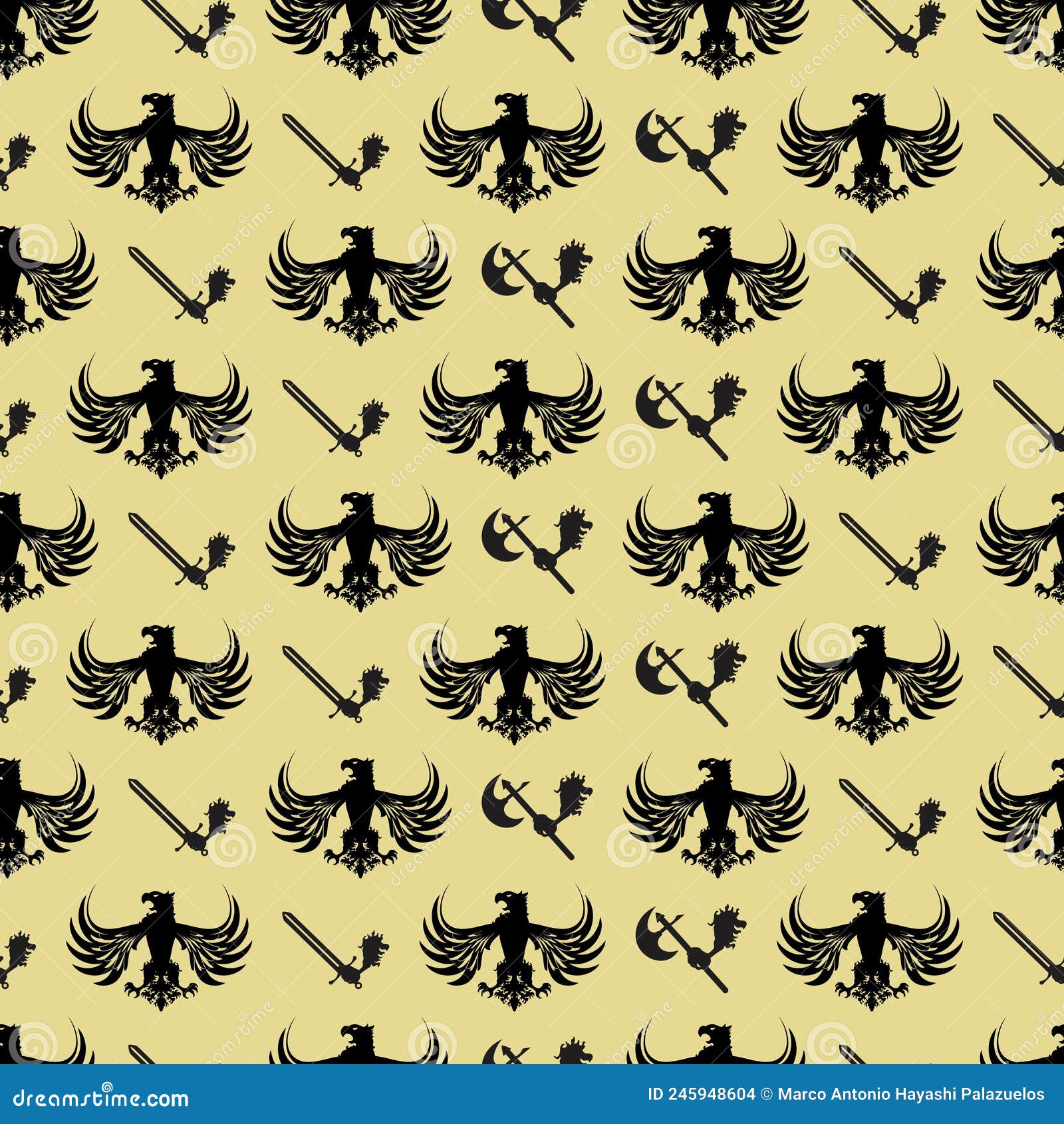 Heraldic Eagle Texture Pattern Medieval Illustration 4 Stock Vector ...