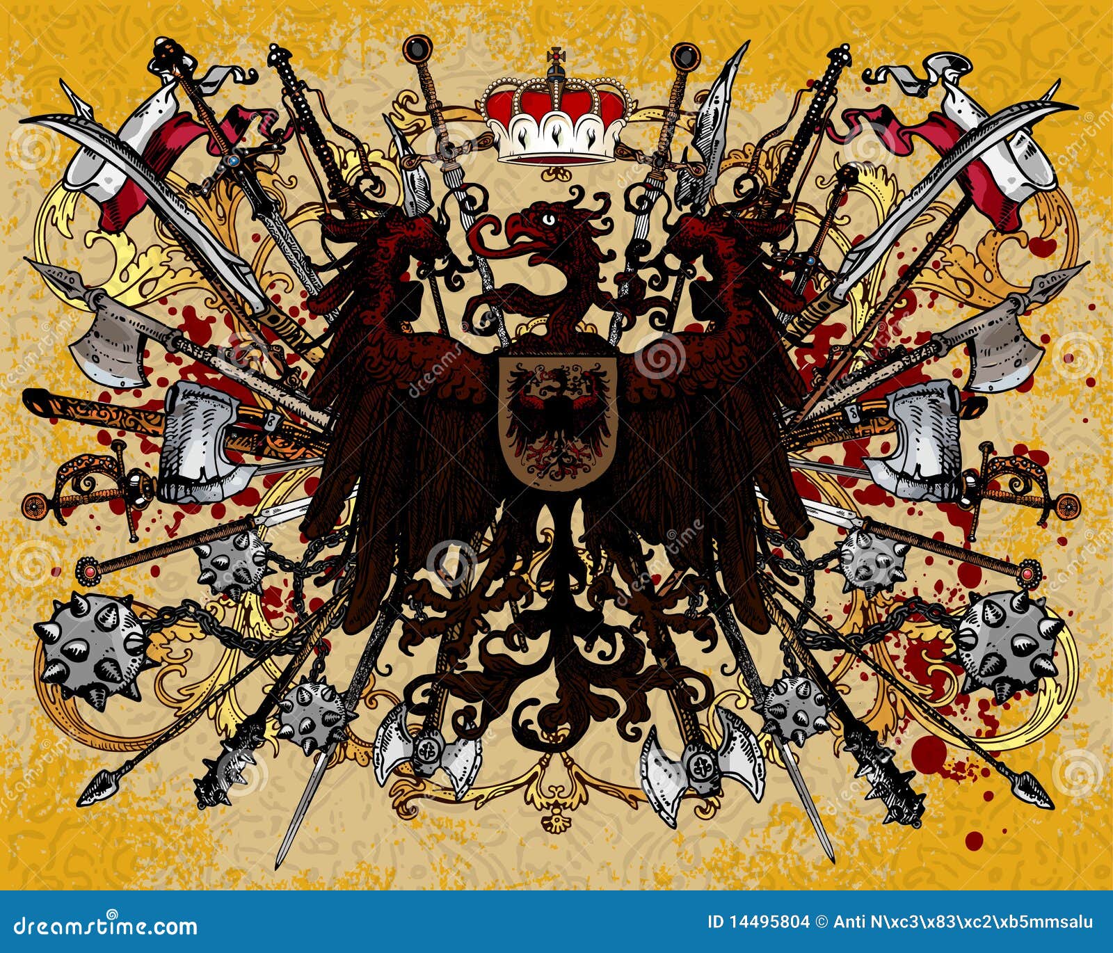 Heraldic eagle weapons stock vector. Illustration of eagle - 14495804