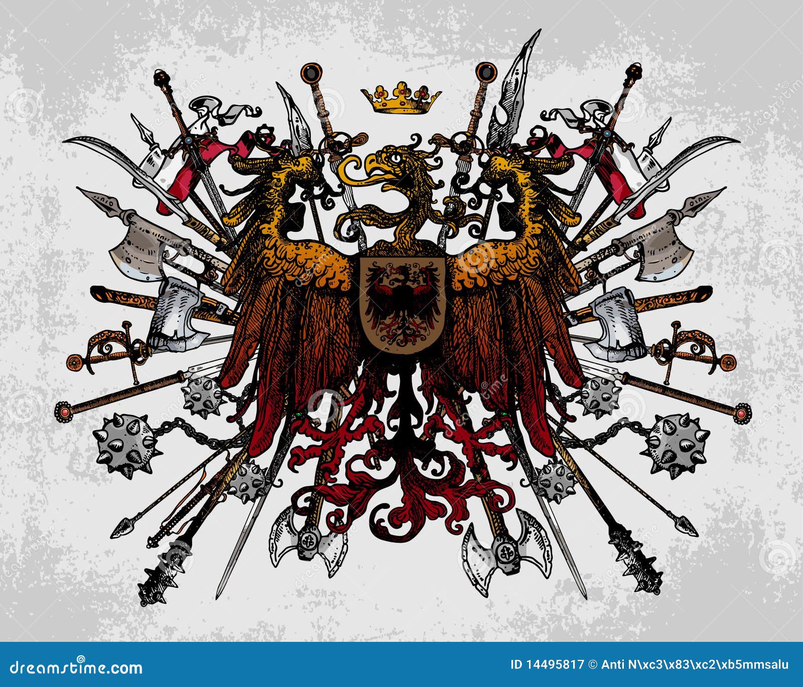 Heraldic eagle weapons stock vector. Illustration of crest - 14495817